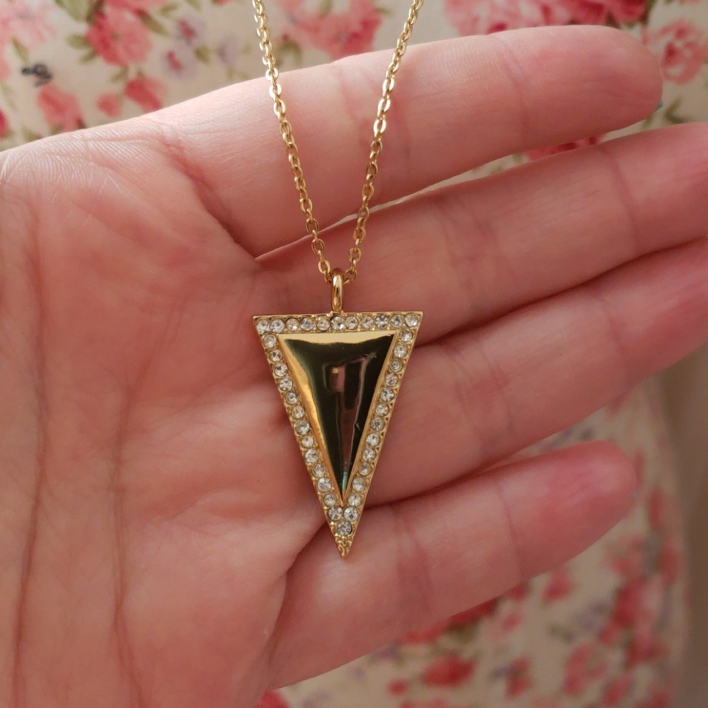 Chloe + Isabel Long Crystal Triangle Pendant - Gem
